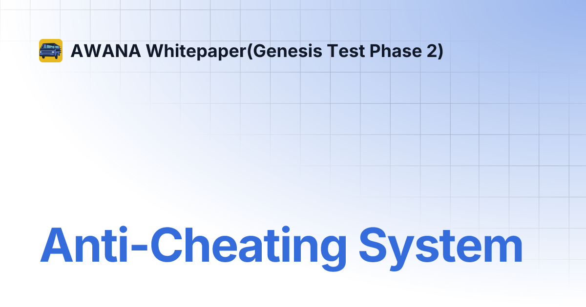 Anti-Cheating System | AWANA Whitepaper(Genesis Test Phase 2)